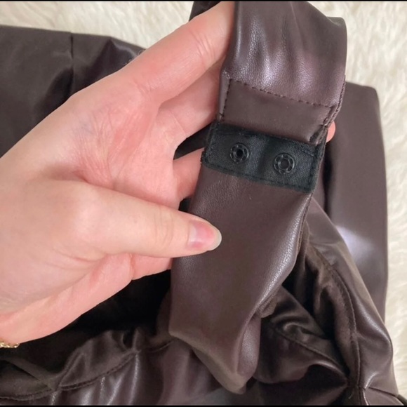 Tops | Nwt Indefeir Studios Faux Brown Leather Bodysuit Size M | Poshmark